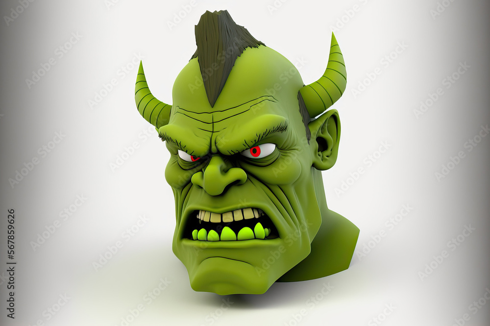 Cartoon green orc is making an unlearned face. Generative AI Stock ...