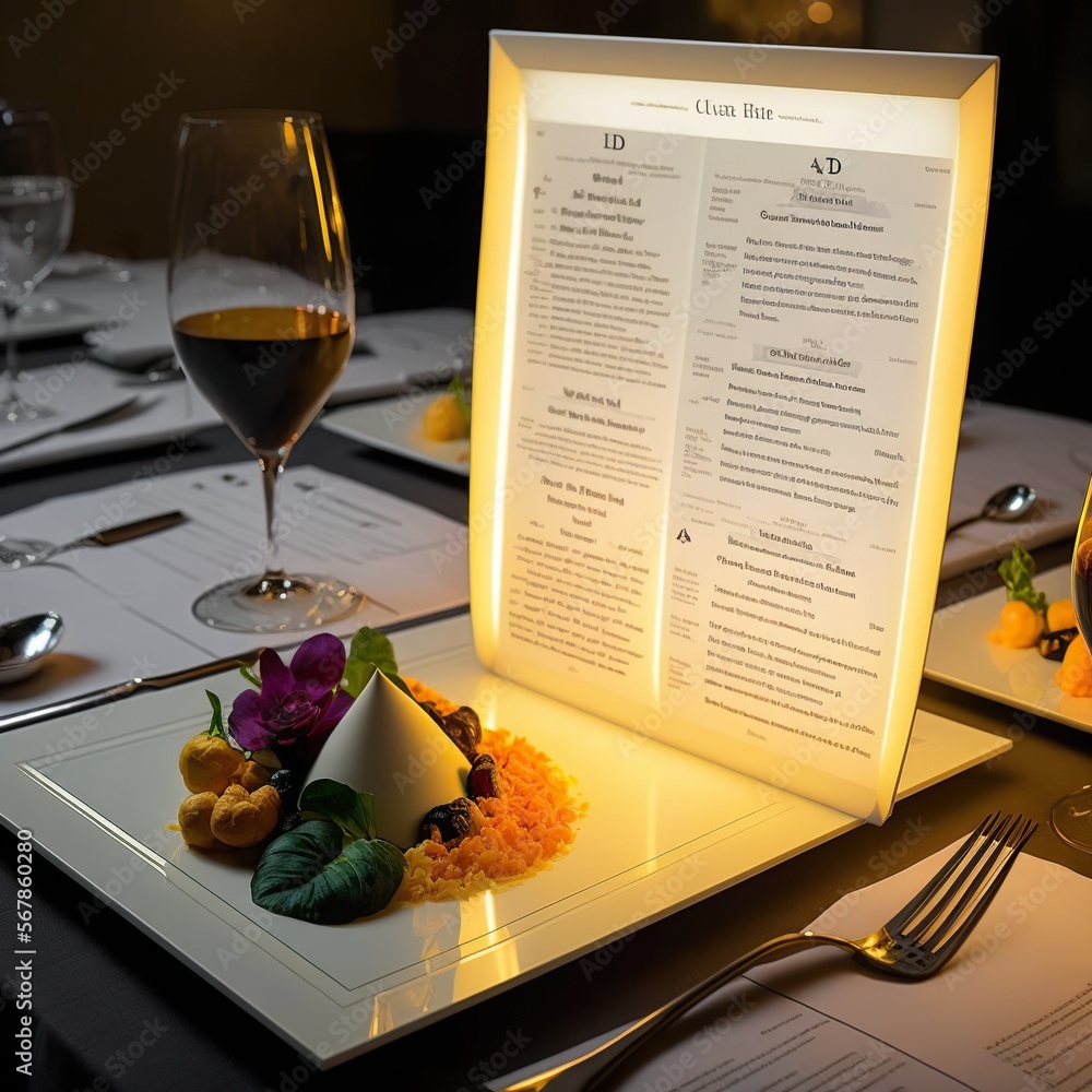 Digital menu at a fine dining restaurant powered by electronic paper ...