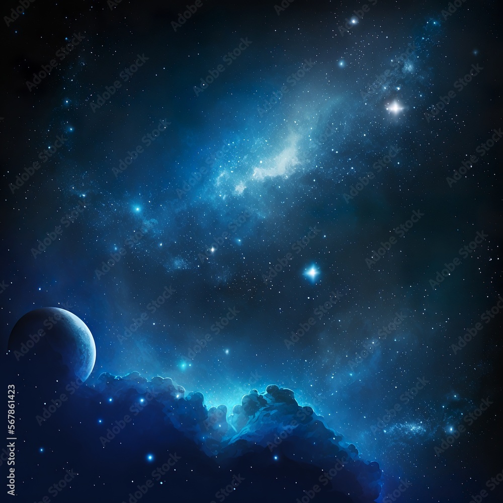 Blue beautiful universe night sky starry sky background illustration ...