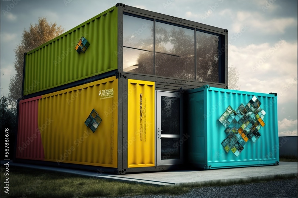 Homeless shelter made from repurposed shipping containers, concept of ...