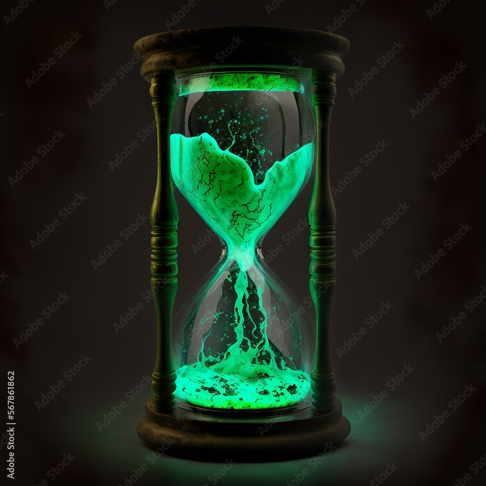 glow in the dark hourglass, lightning green liquid night dark time up down accurate sand glass ...