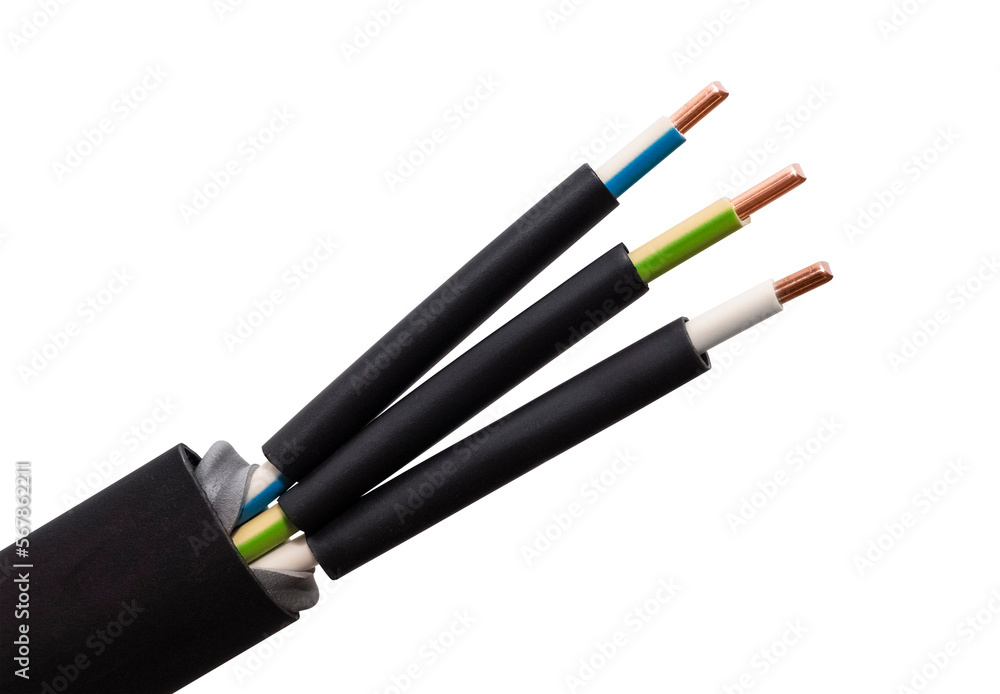 Electrical wire with thermal insulation on a white background. IEC ...