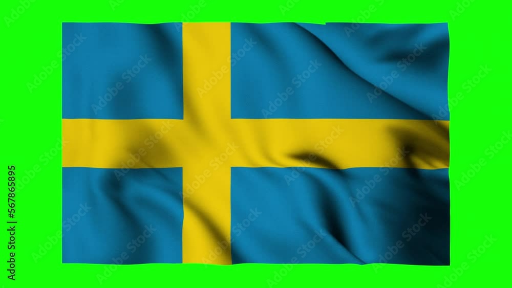 Flag of Sweden waving isolated by the alpha channel(transparent ...