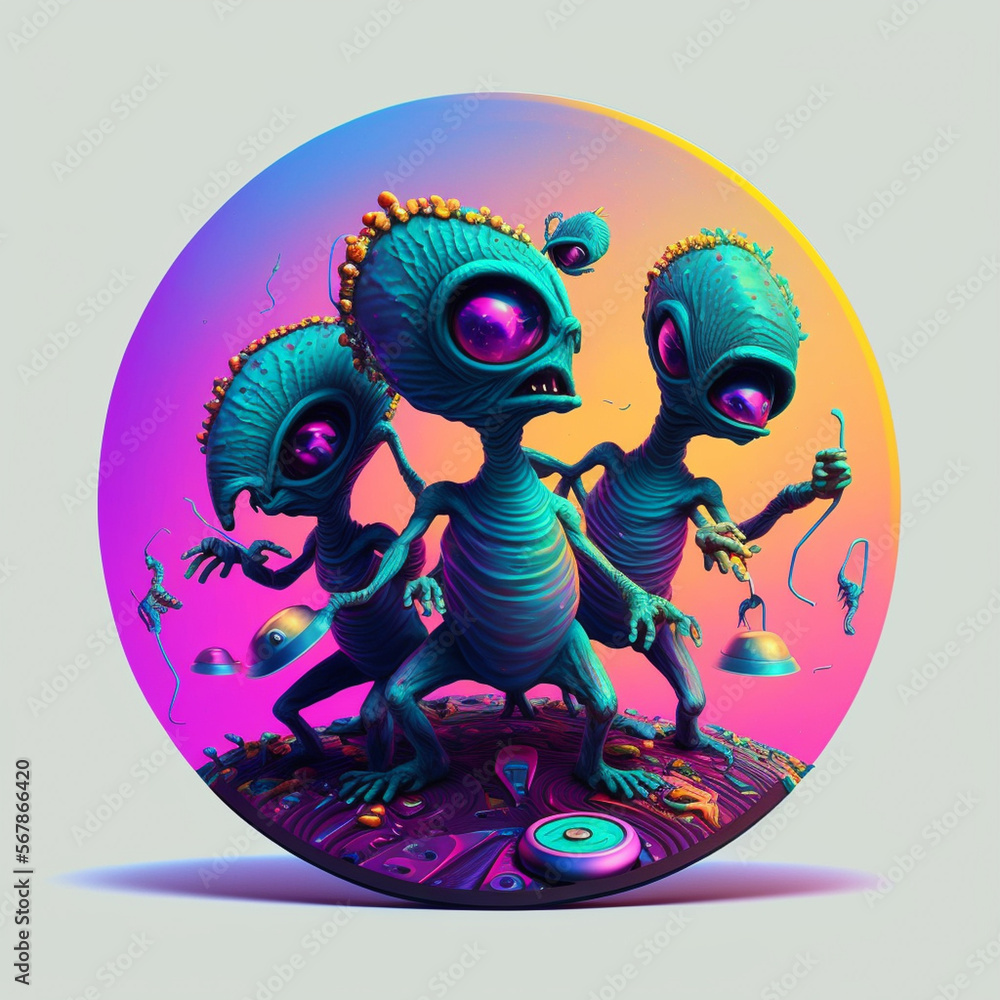 cartoon illustration ufo funny aliens Stock Illustration | Adobe Stock