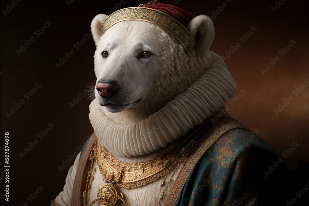 Created with Generative AI technology. portrait of a polar bear in ...