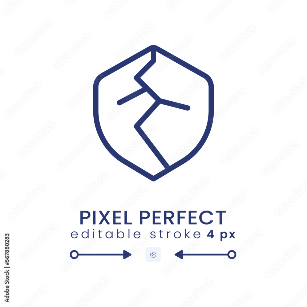 Security weaknesses linear desktop icon. System vulnerability. Data damage. Cyber attack ...