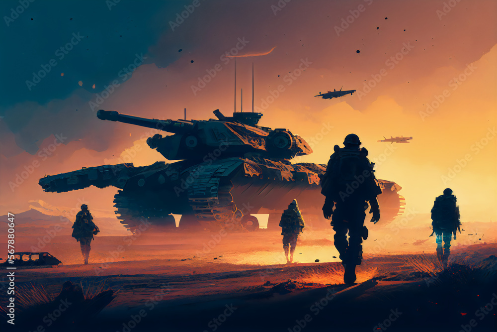 human, soldiers, battlefield, mountain, super battleship, tank, plane ...