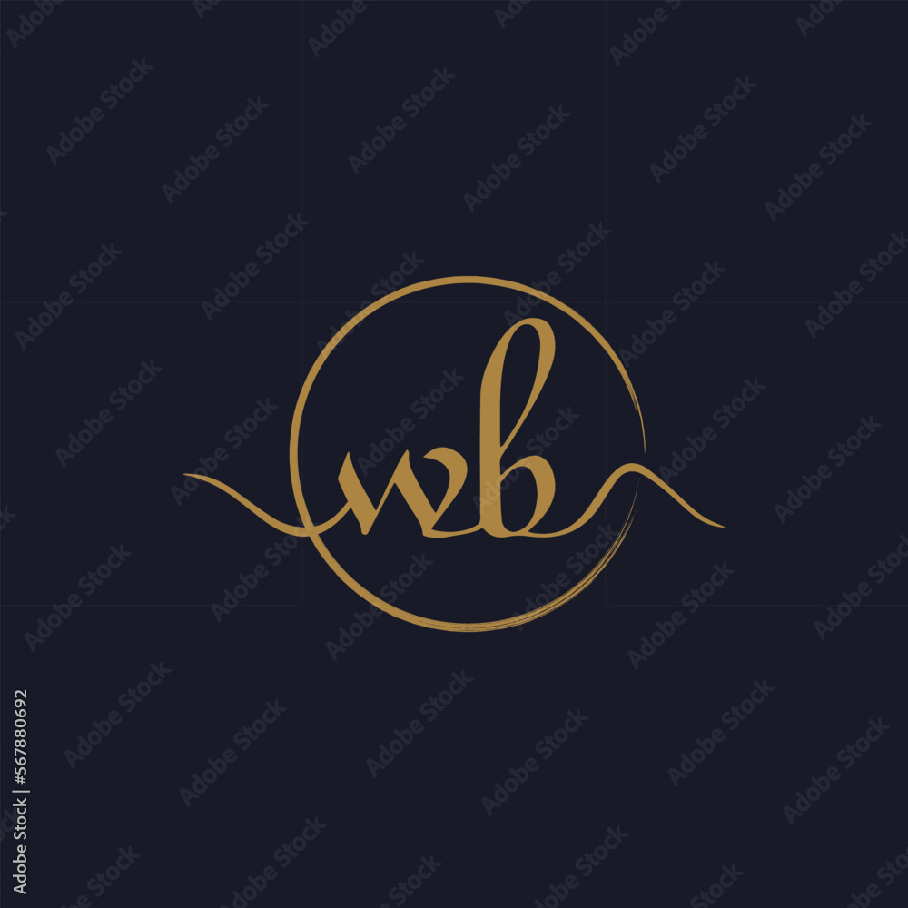 Luxury letter WB logo design, Script font and signature initial letters ...