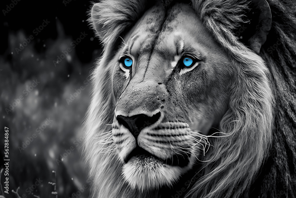 Black Lion With Blue Eyes