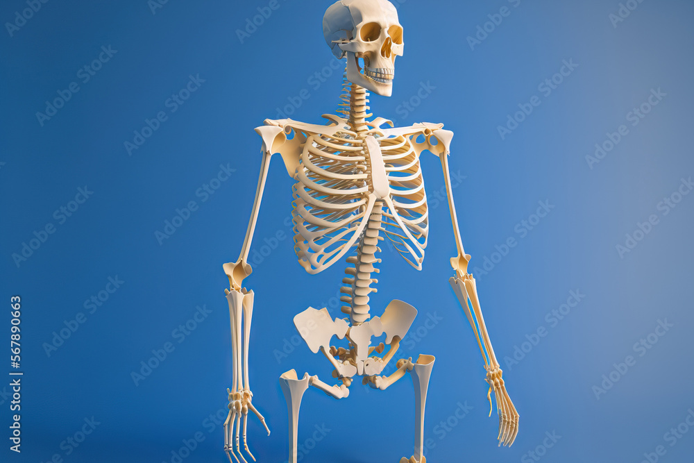 model of a human skeleton. Model of anatomical skeleton. Isolated ...