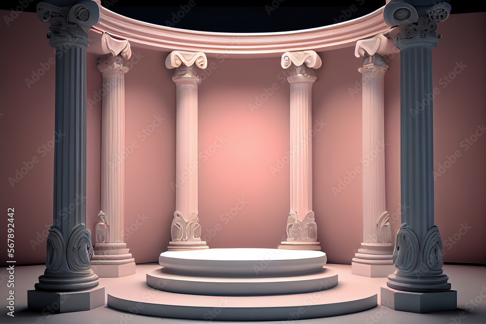 Generative AI: circular stage with stairs and columns Stock ...