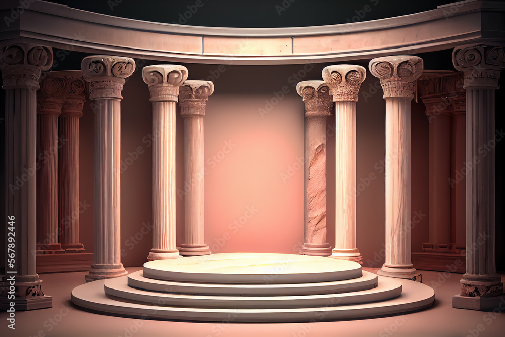 Generative AI: circular stage with stairs and columns Stock ...