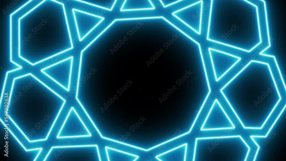 4K Animated Neon Light Radial Concentric Star Shapes Flashing Pattern ...
