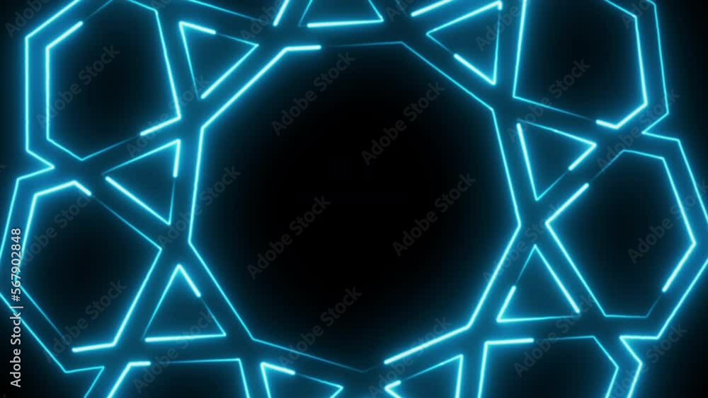 4K Animated Neon Light Radial Concentric Star Shapes Flashing Pattern ...