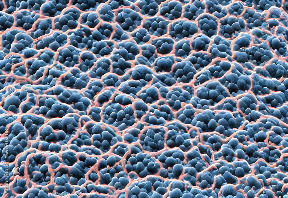 Microscopic images of an infected skin cell surface in biology system ...