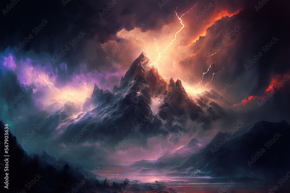 Ilustracja Stock: epic fantasy setting Concept of heaven and hell ...