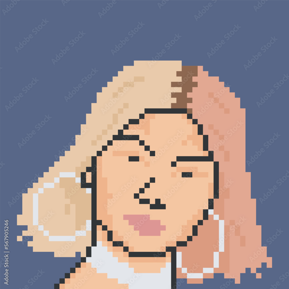 glamorous female character in pixel art Stock Vector | Adobe Stock