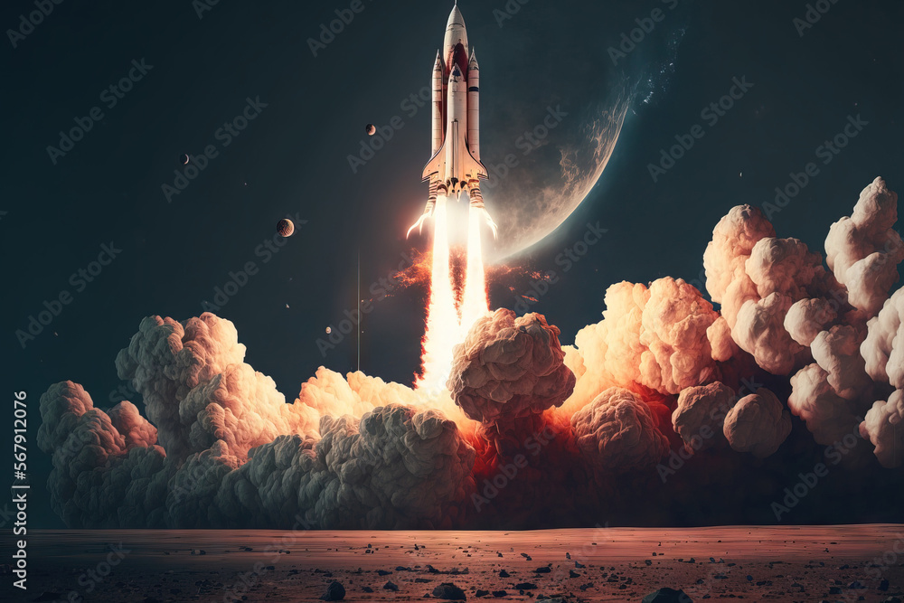 launch of a space rocket from Earth. An object in space. mission of the ...