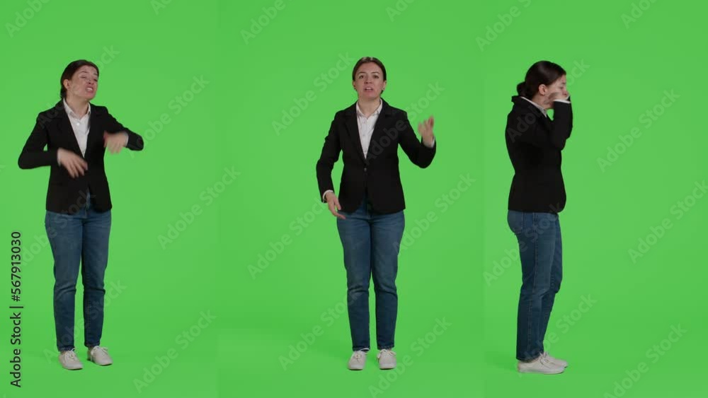 Negative mad office worker showing disapproval on camera, acting angry ...