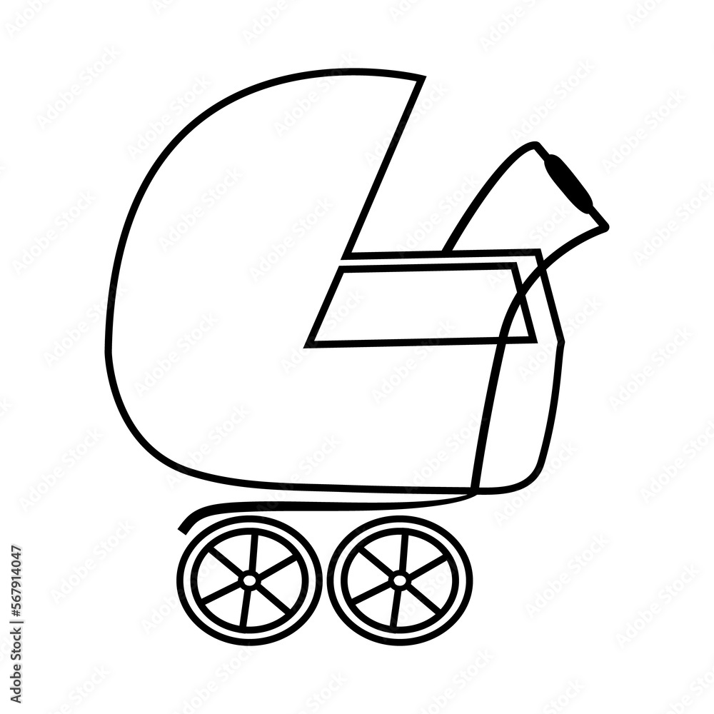 Baby carriage png illustration. Stroller icon, sign, symbol, sticker or ...