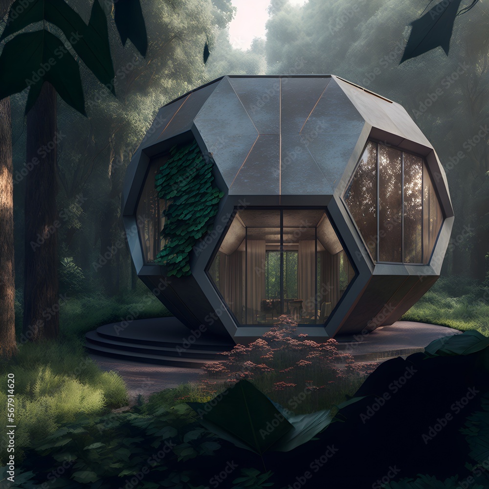 octagonal one story house concrete parametric hollowed facade rem ...