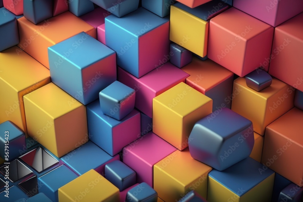 Random offset colorful square cube boxes block background wallpaper ...