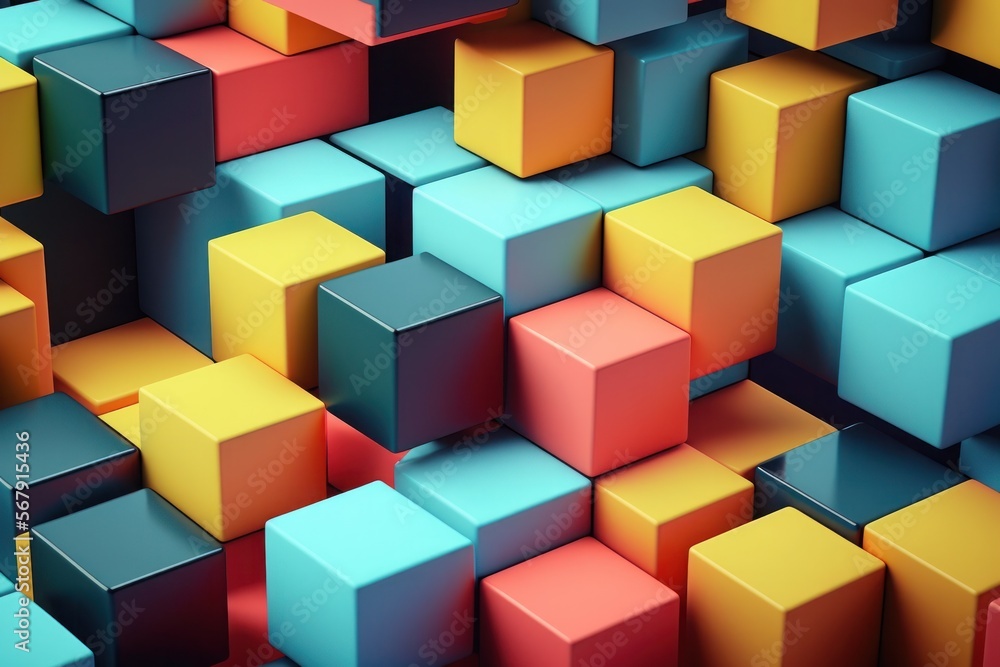 Random offset colorful square cube boxes block background wallpaper ...