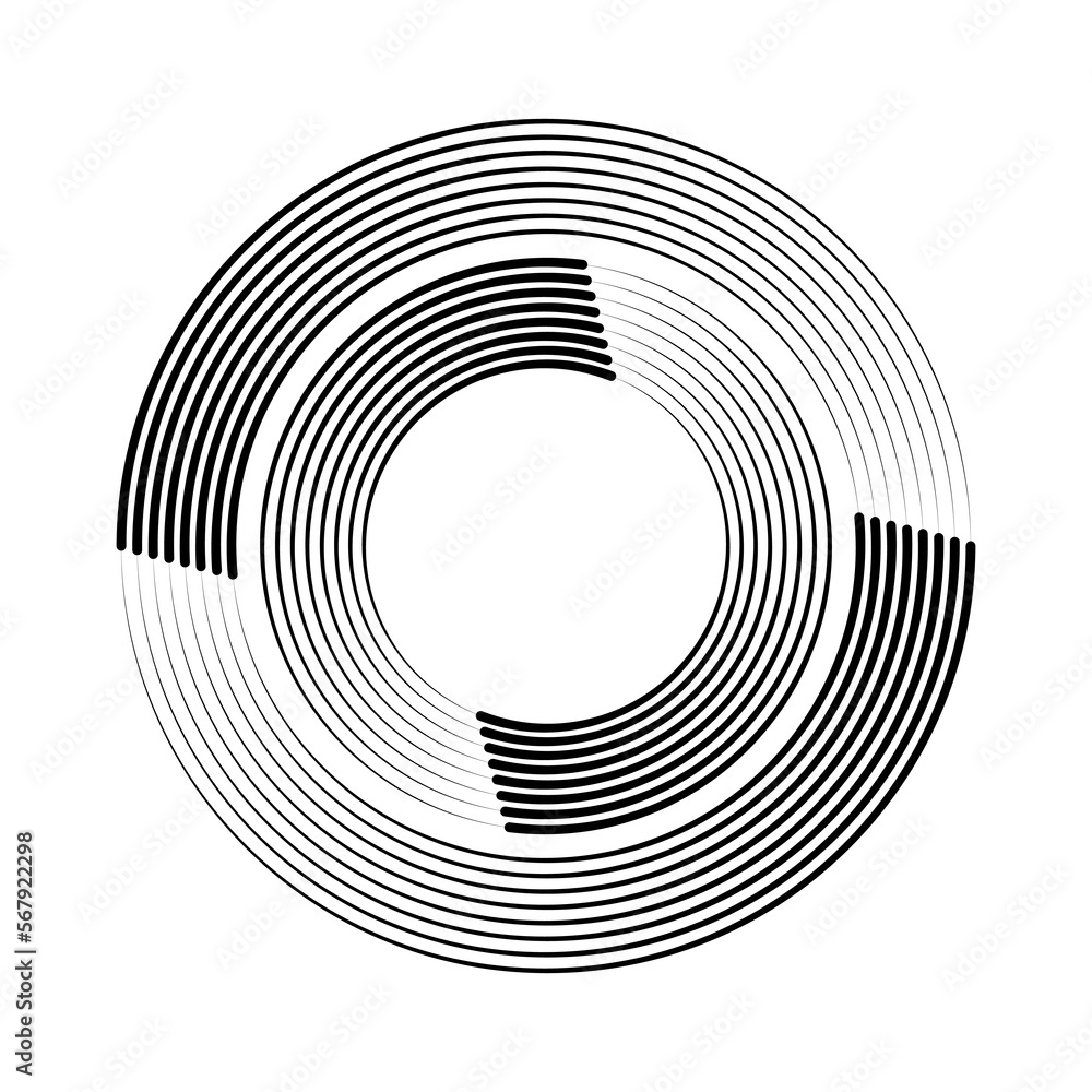 Vetor de Vector black curvy speed lines in circle form. Geometric art ...