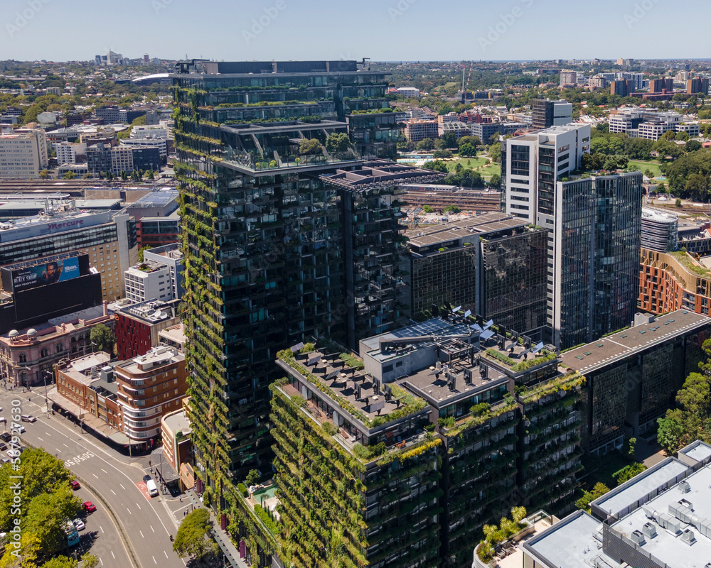 Aerial drone view of Central Park in Chippendale, Sydney, New South ...