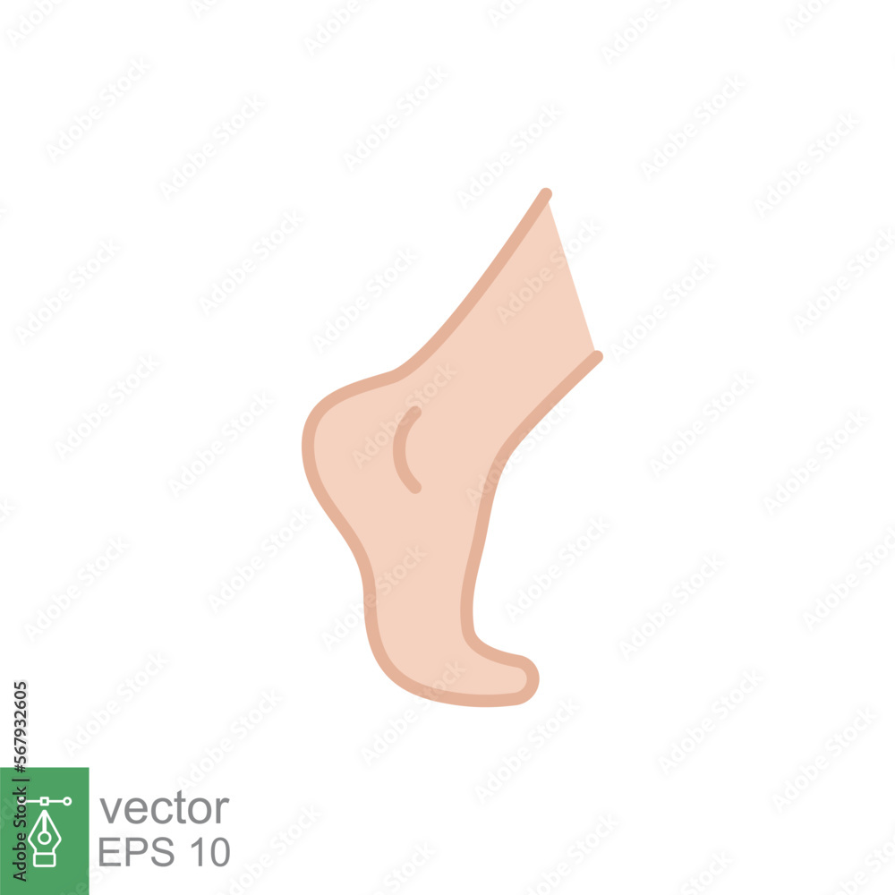 Foot, ankle coloured icon. Filled outline style can be used for web ...