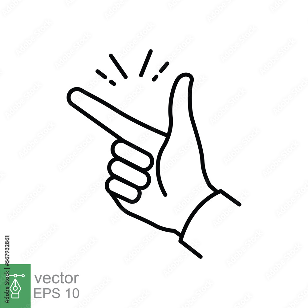 Easy icon. Simple outline style. Finger snapping line sign. Black thin ...