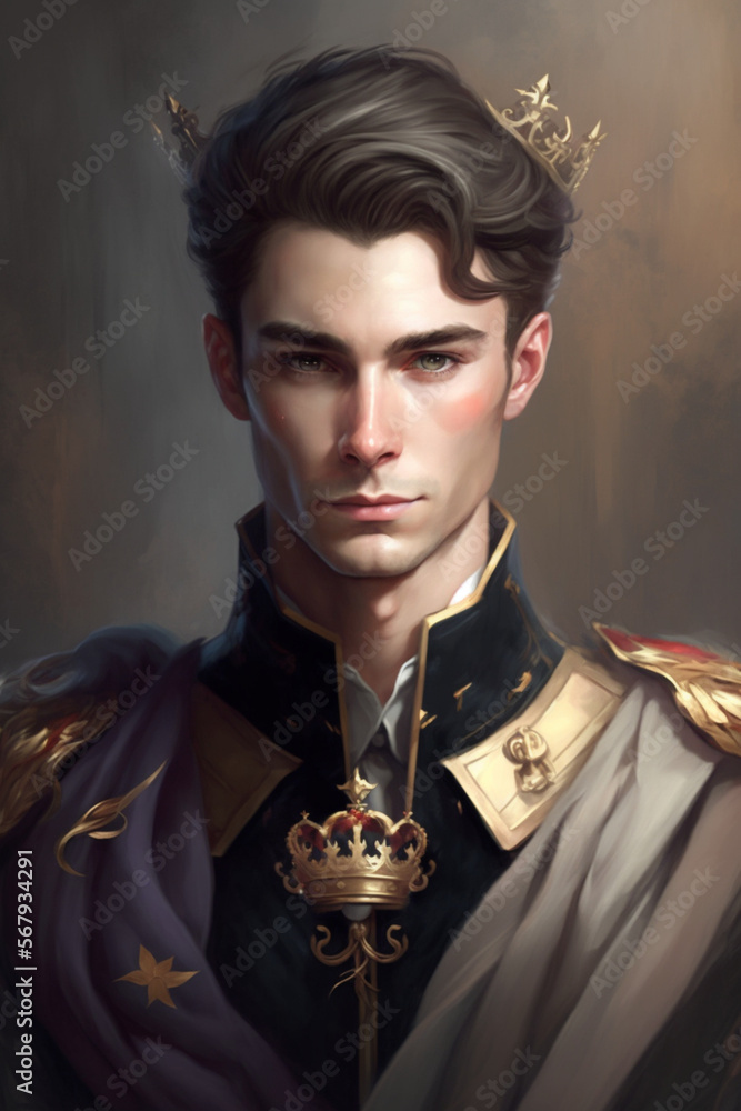 Crown prince fantasy portrait no real person AI Generative Stock ...