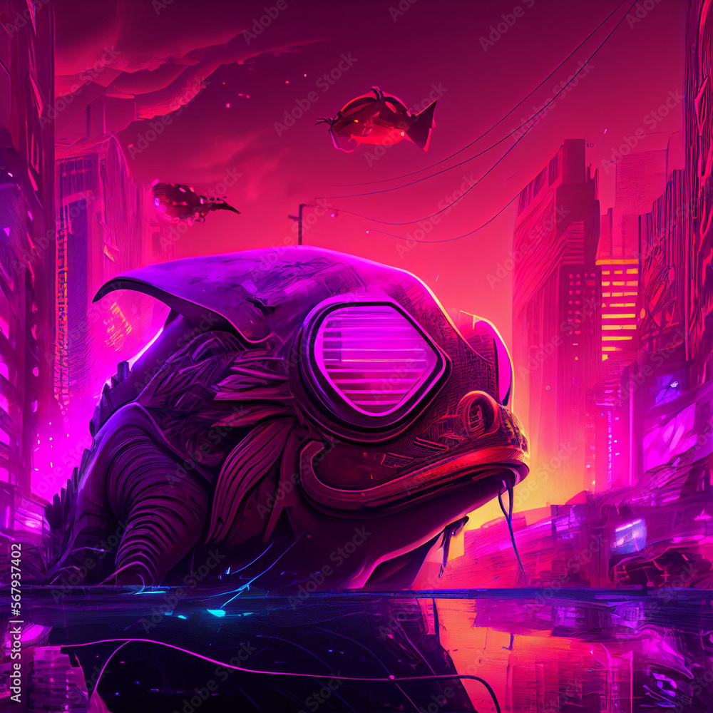 Blobfish fish cyberpunk style. Generative Ai. Stock Illustration ...