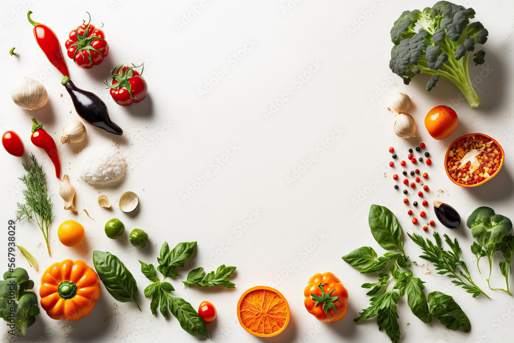 Background of organic food and copy space White backdrop for food ...
