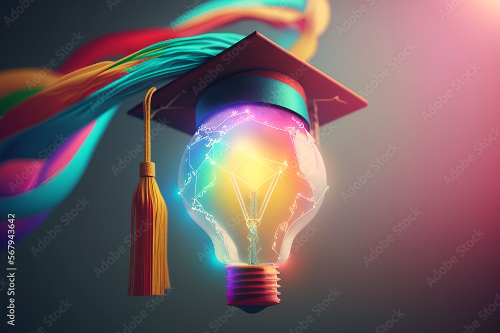 Illustrazione Stock light bulb with colorful background. photo of light ...