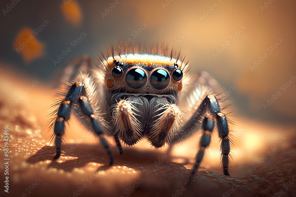 spider on the wall. Stunning AI-generated macro photo of a spider's ...