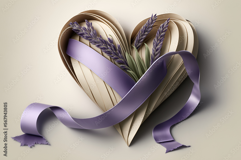 heart shape made of ribbon. Glorious golden heart covered in plush ...