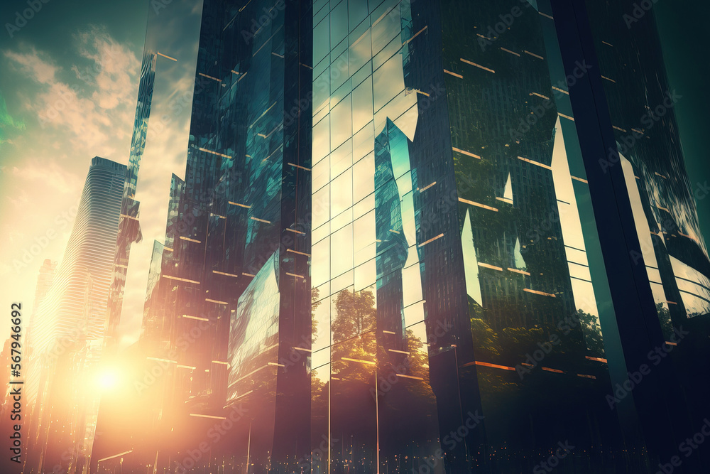 Background of futuristic urban and business architecture. Real estate ...