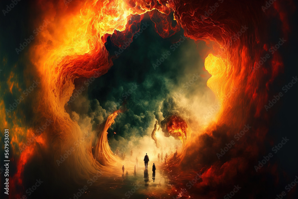 The metaphor of the hell inferno, in which souls enter hell in ...
