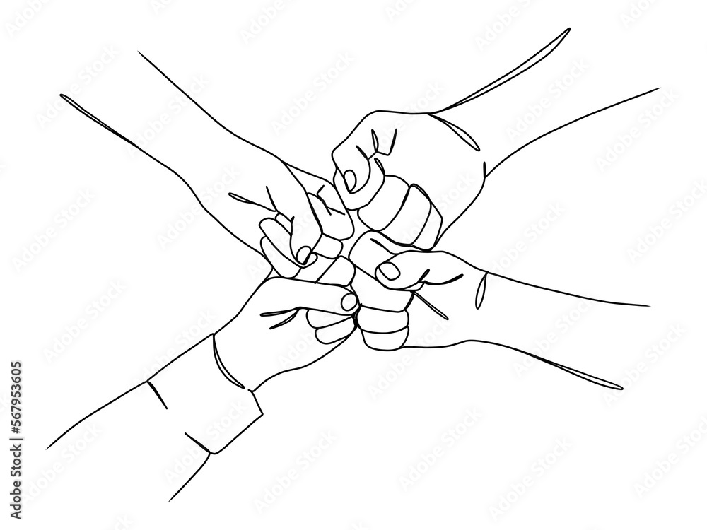 Continuous line drawing of business people teamwork. Stock Illustration ...