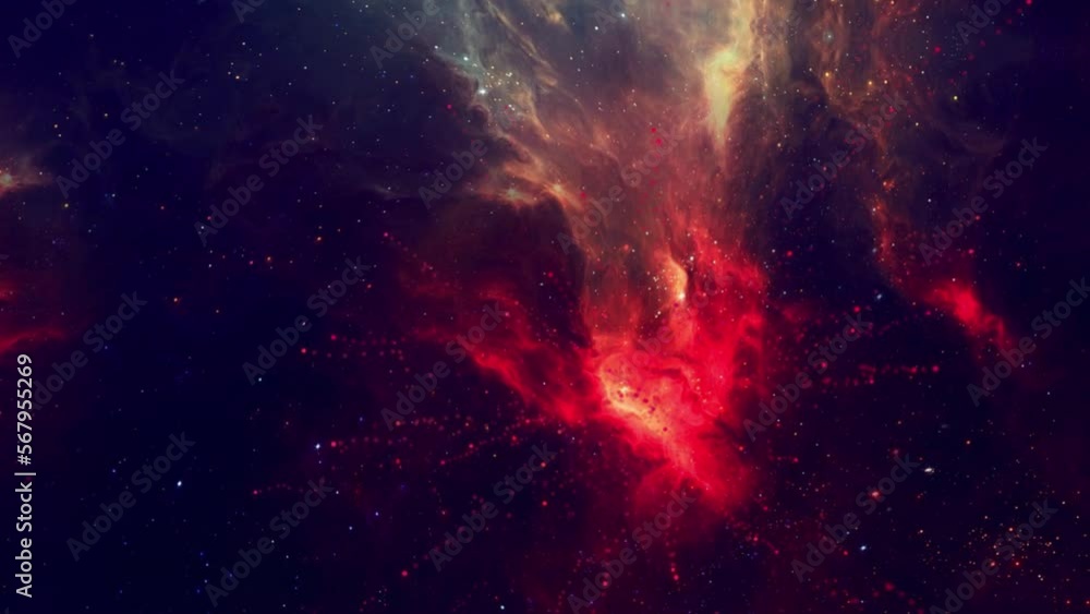 Stockvideon Red Space Nebula Loop background 4k video moving stars ...