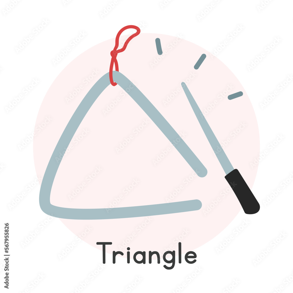 Musical triangle clipart cartoon style. Simple cute triangle musical ...