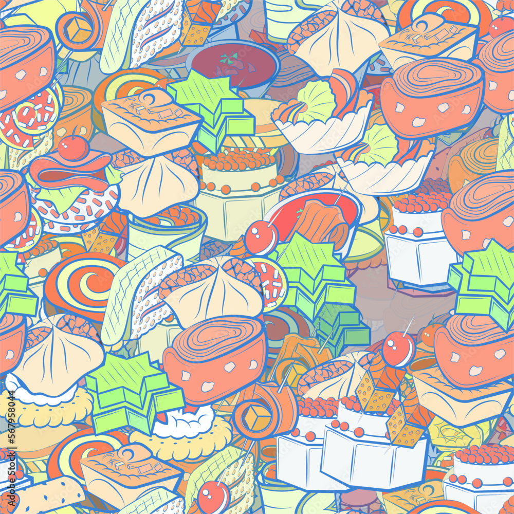 Background pattern abstract design texture. Seamless. Snacks. Theme is ...