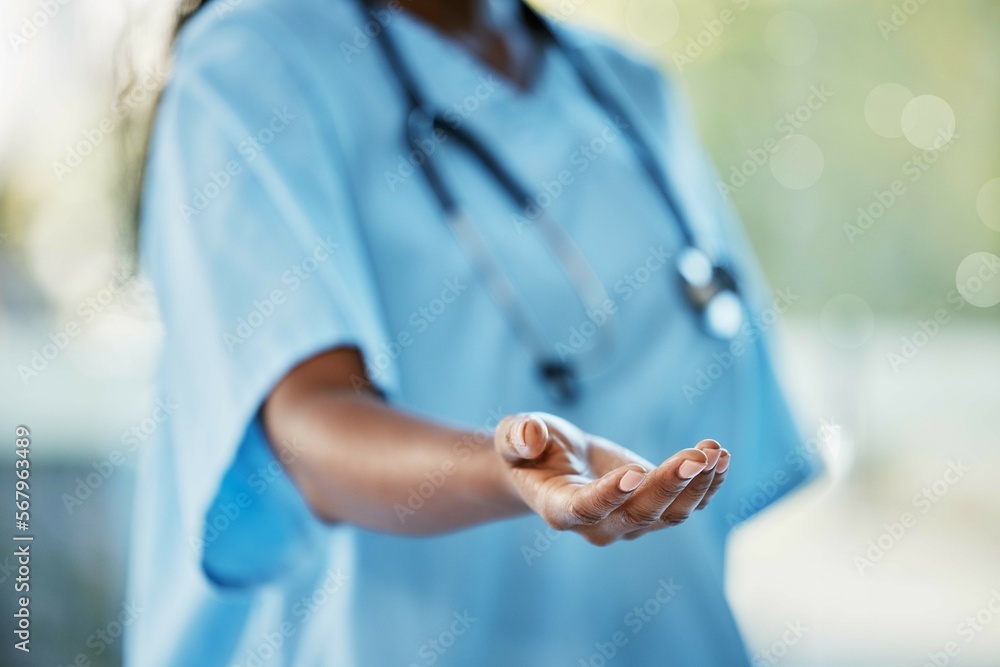 Healthcare, doctor or nurse with helping hand giving support, health ...