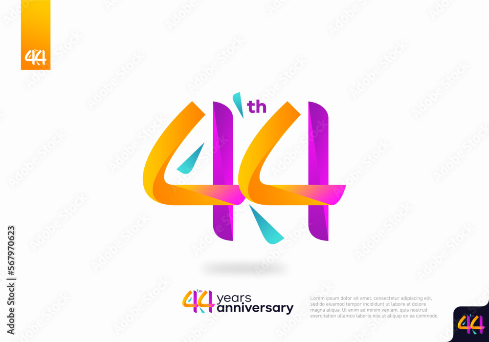 Number 44 logo icon design, 44th birthday logo number, 44th anniversary ...