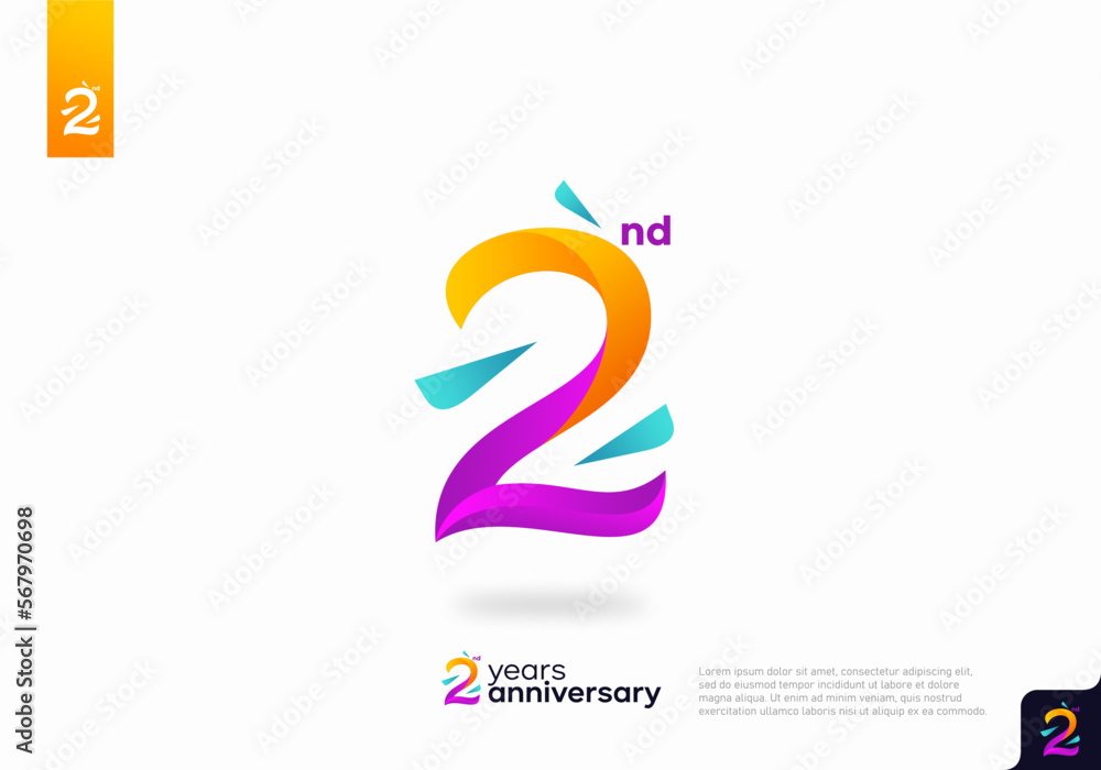 Number 2 logo icon design, 2nd birthday logo number, 2nd anniversary ...