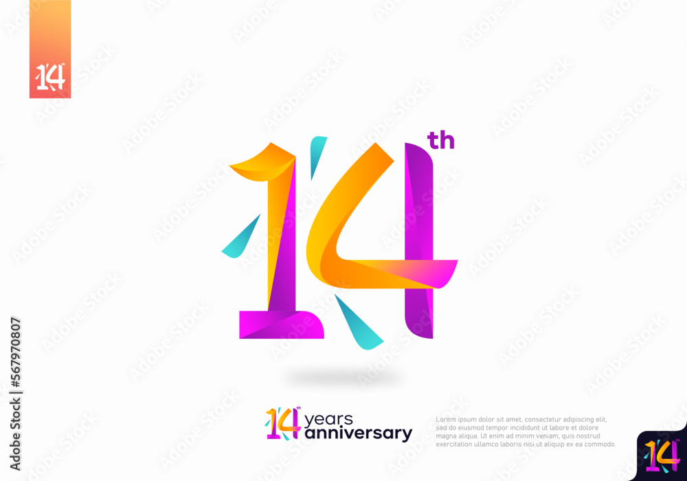 Number 14 logo icon design, 14th birthday logo number, 14th anniversary ...