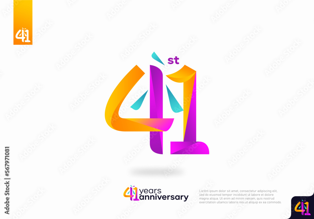 Number 41 logo icon design, 41st birthday logo number, 41st anniversary ...