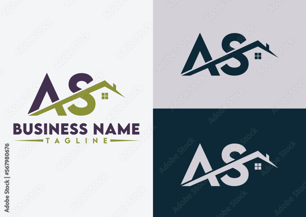 Letter AS logo design vector template, AS letter real estate logo Stock ...