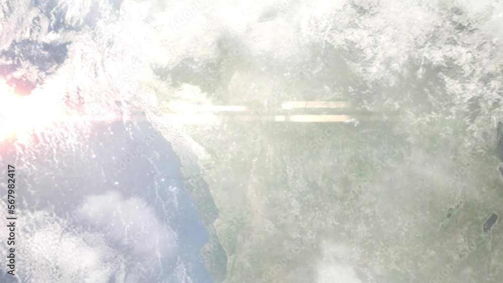Earth zoom in from outer space to city. Zooming on Kinshasa, Congo. The ...